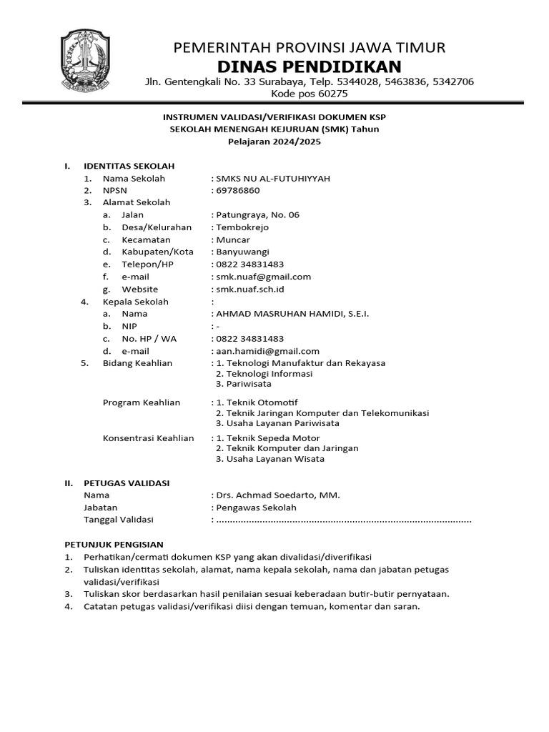Instrumen Validasi KSP | PDF | Karier & Perkembangan