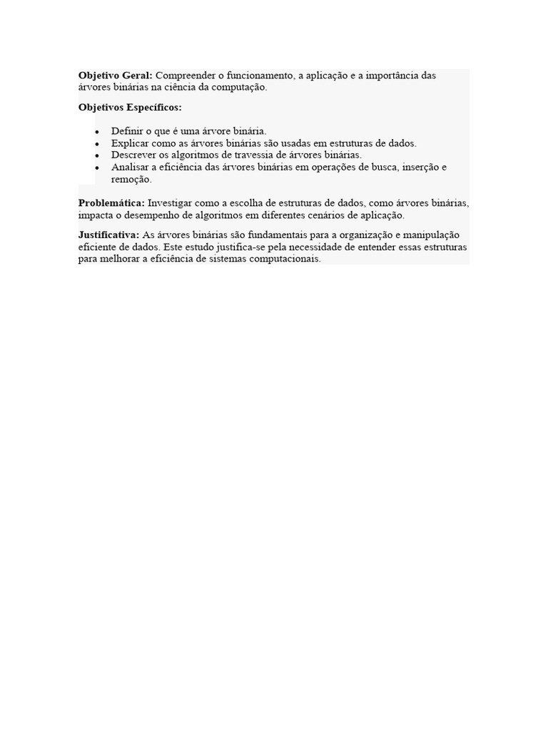 Árvore Binaria e Árvore Binaria de Busca | PDF | Algoritmos e ... Árvore Binaria e Árvore Binaria de Busca | PDF | Algoritmos e ...