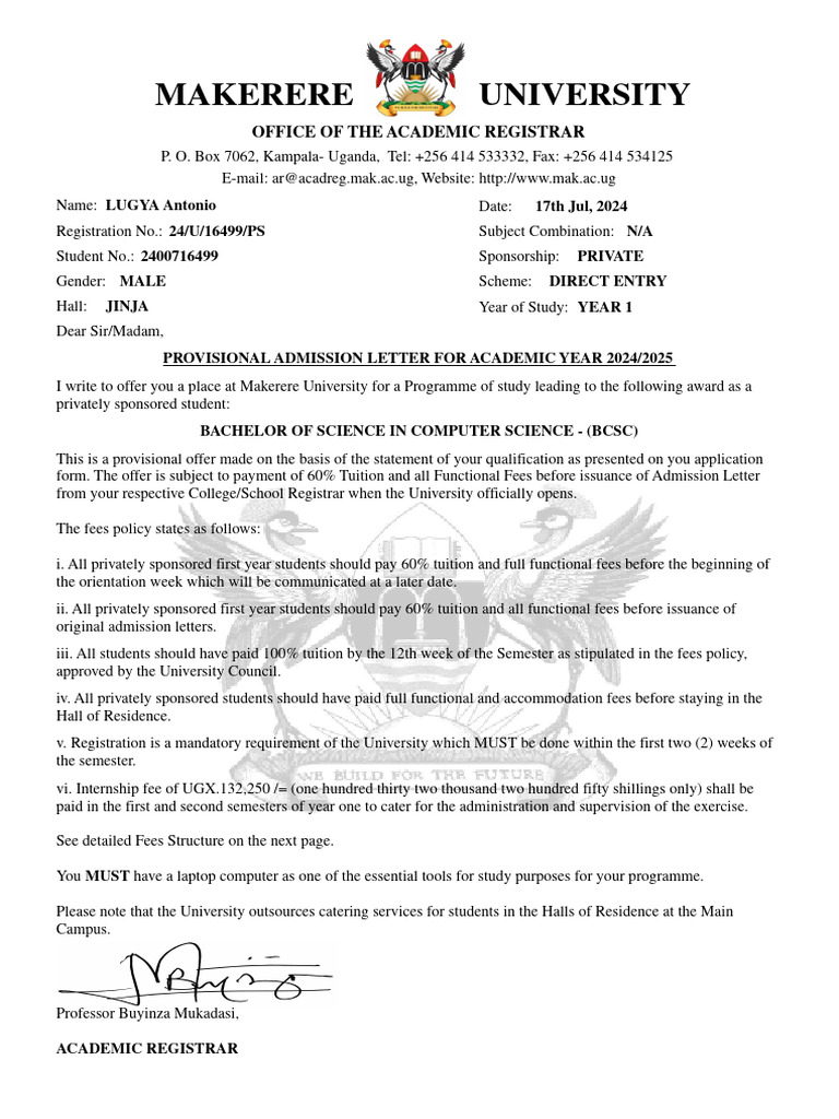 Makerere University: Office of The Academic Registrar | PDF ...