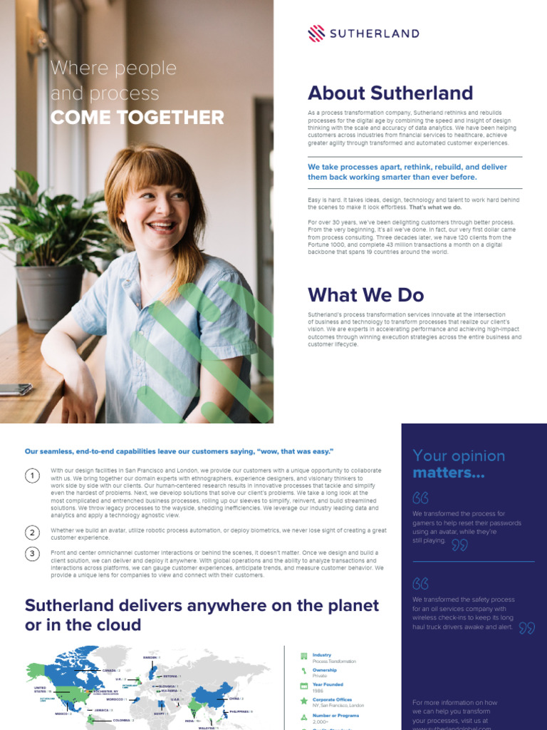 Sutherland Company Overview and Insights | PDF | Analytics | Business