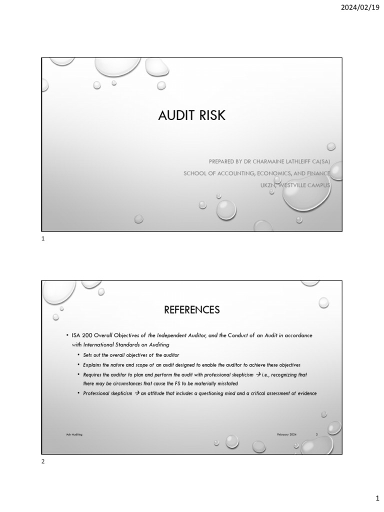 Adv Aud Audit Risk Week 4 2024 FOR LEARN | PDF | Audit | Financial Audit