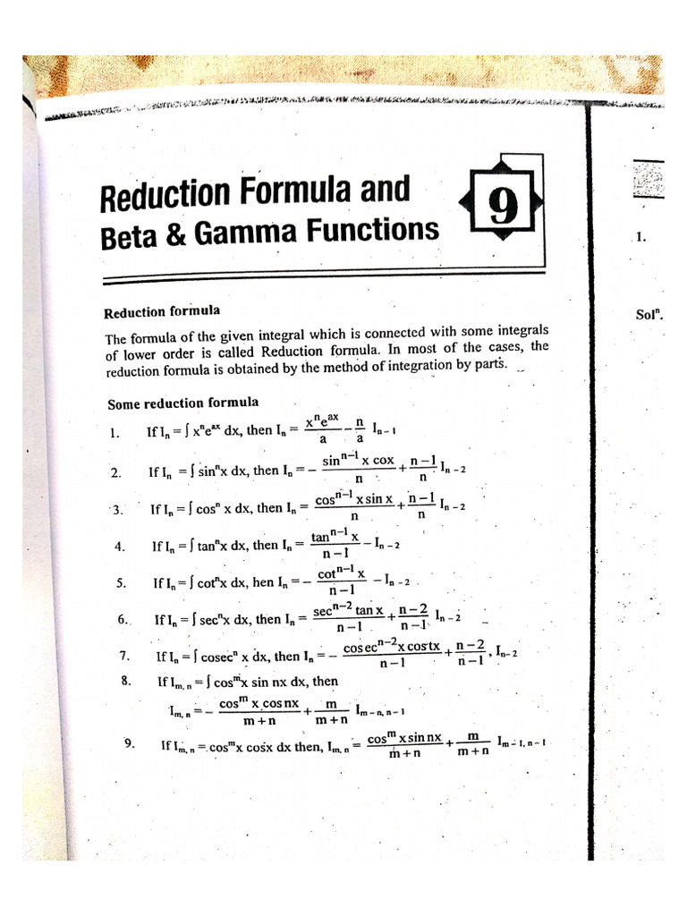Reduction Formula - Beta and Gamma Function | PDF
