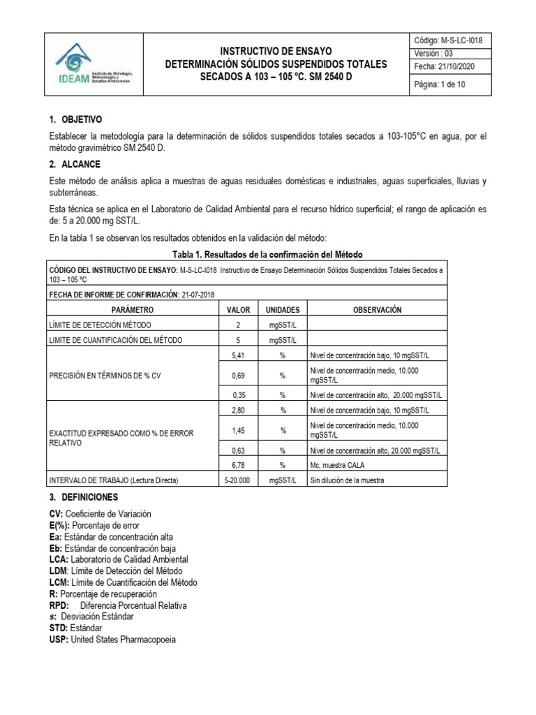 Determinación de Sólidos Suspendidos Totales | PDF | Agua | Filtración