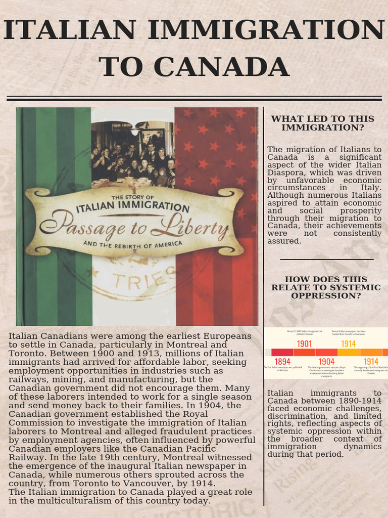 The Story of Italian Immigration | PDF | Canada | Immigration