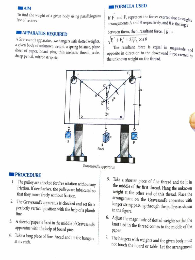 Parallelogram Law of Vectors | PDF | Force | Weight