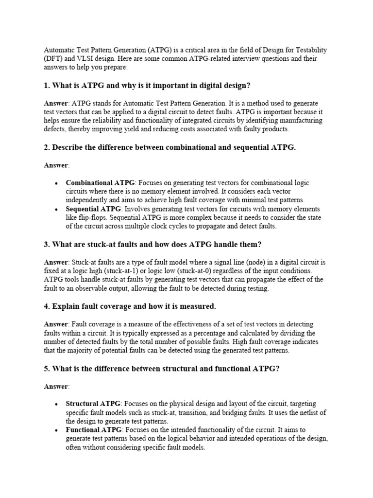 Atpg Interview Q&a | PDF | Computing | Computer Science