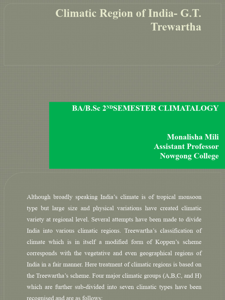 Trewartha Climate Classification of India | PDF | Subtropics | Himalayas