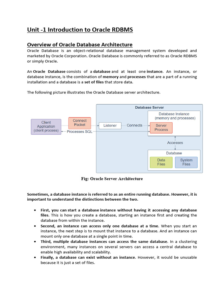 Unit-1 Oracle Introduction & Fundametal Commands | PDF | Relational ...