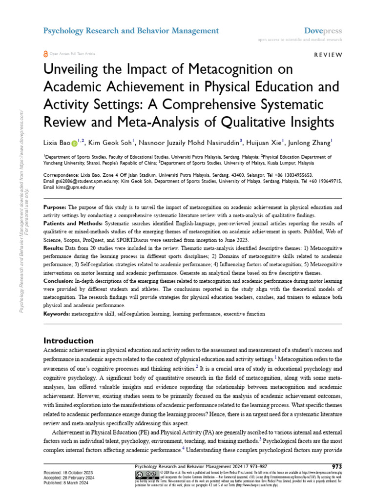 2023 Li | PDF | Metacognition | Systematic Review