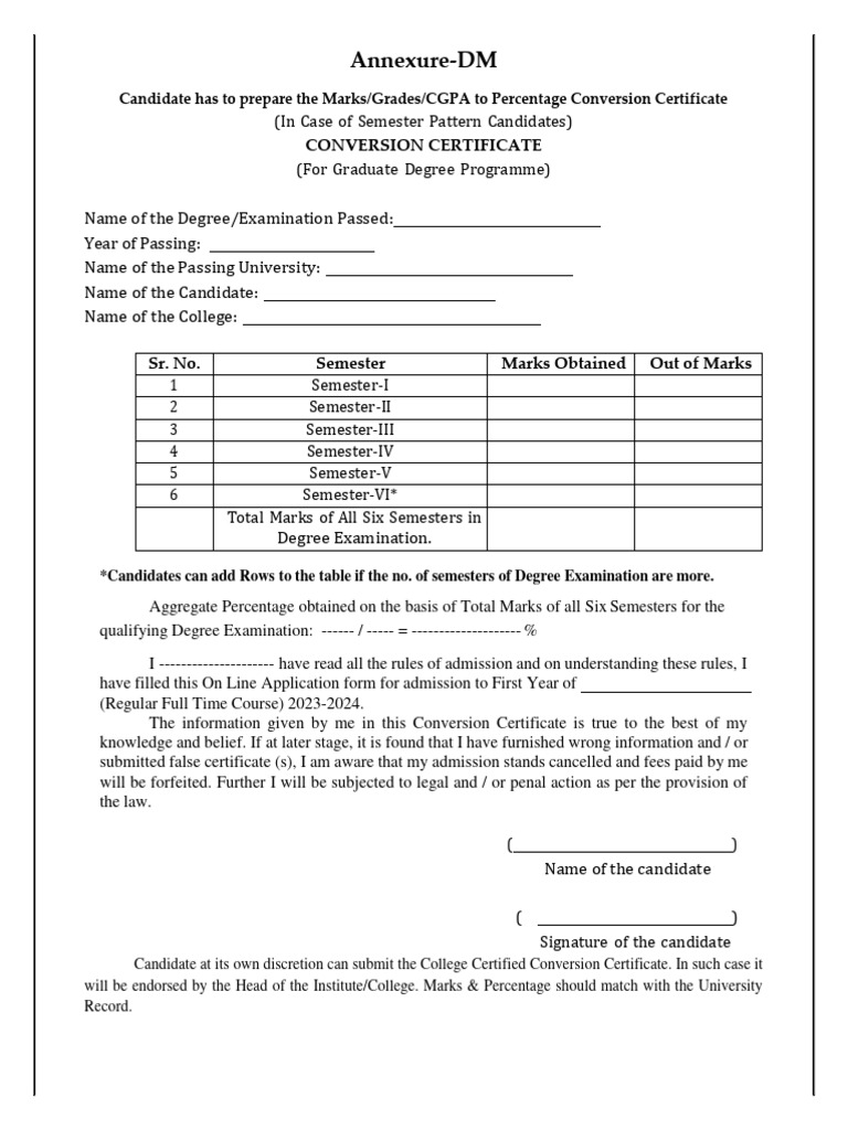 Degree Mark Sheet Conversion Certificate | PDF | University And College Admission | Postgraduate ...