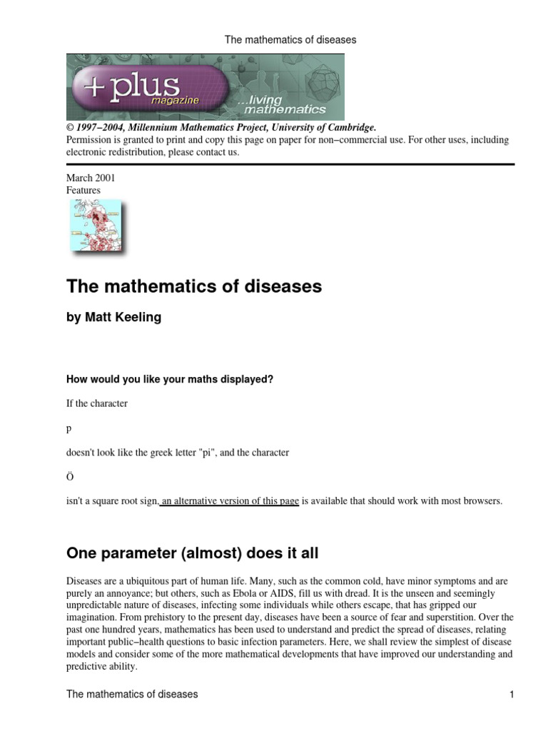 Maths of Disease Matt Keating Cambridge | PDF | Vaccination | Infection