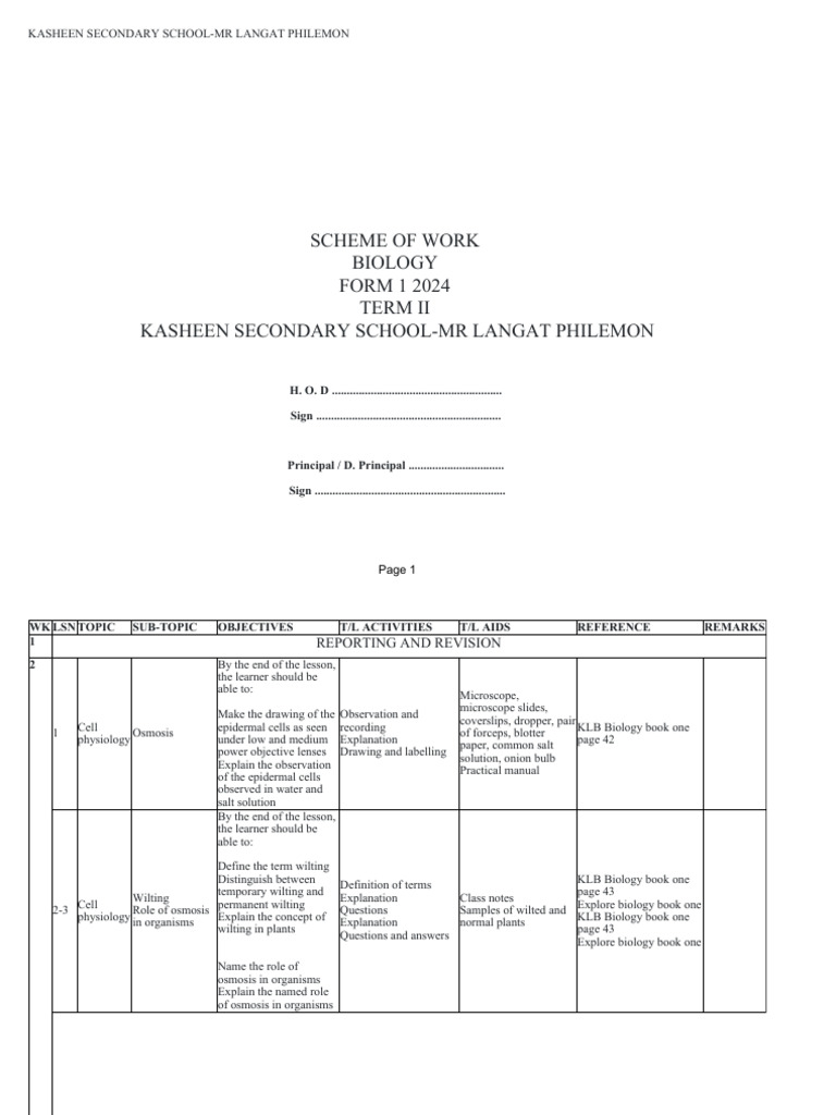 Biology - Form 1 - Term-II | PDF | Photosynthesis | Polysaccharide