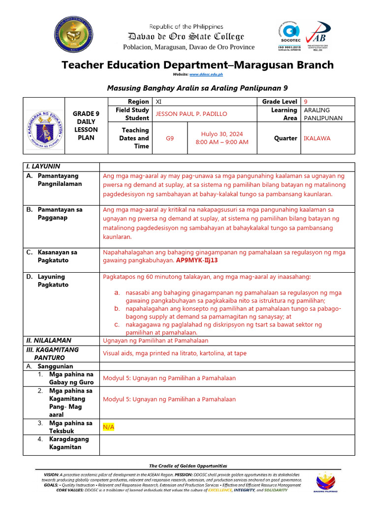 Deped 7es Tagalog Social Studies LP Validated Checked | PDF