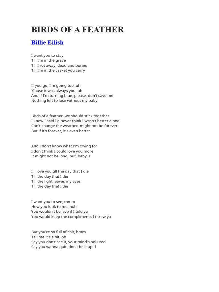 Billie Eilish - Birds of a Feather Lyrics | PDF | Language Arts ...