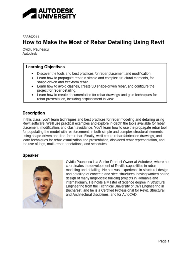 Class Handout FAB502211 ClassHandout-FAB502211-Paunescu-AU2022 | PDF | Autodesk Revit | Shape