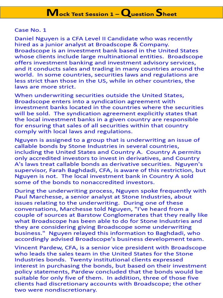 Mock Test Session 1 - Question Sheet | PDF | Option (Finance ...