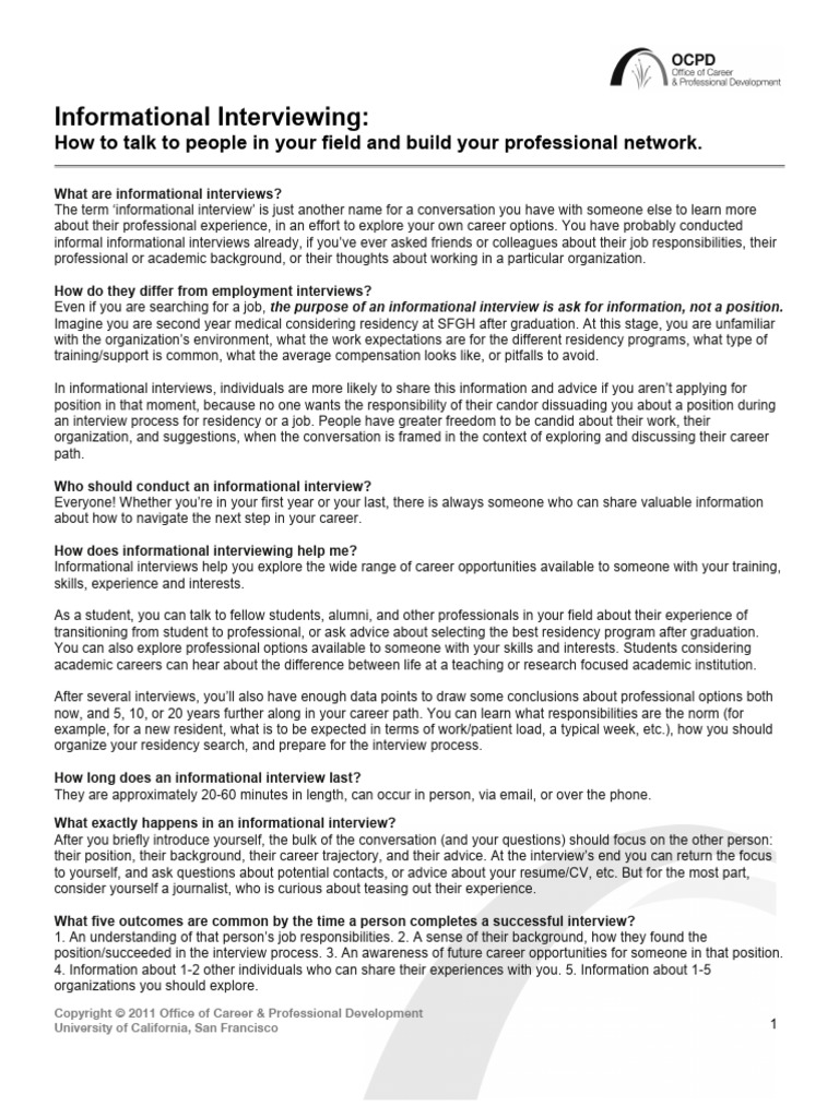 Informational Interviewing:: How To Talk To People in Your Field and Build Your Professional ...