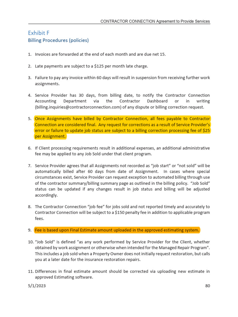 Crawford Contractor Connection Billing Policies - 01.01.2023 | PDF ...