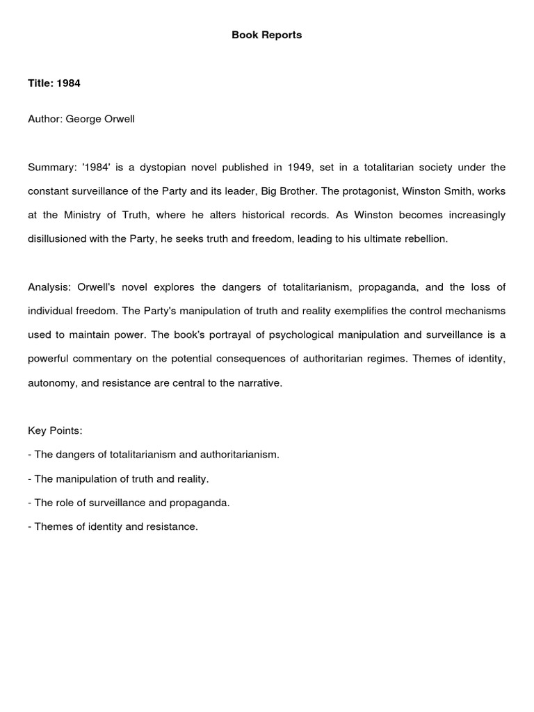 1984 by George Orwell: Dystopian Analysis | PDF