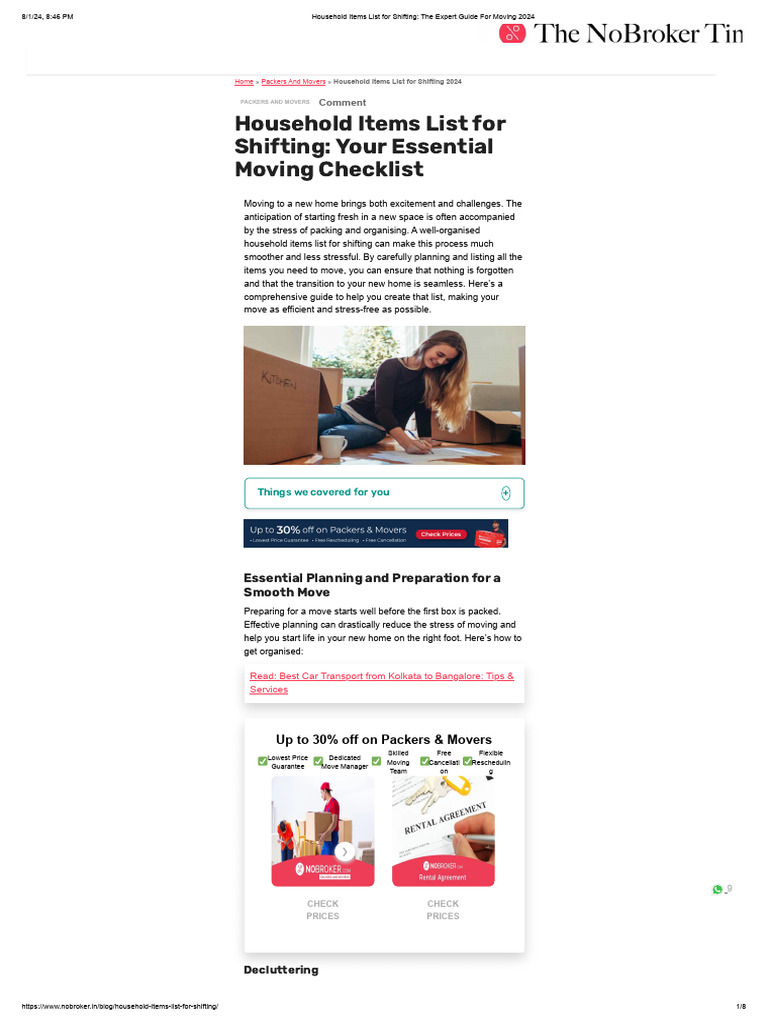 Household Items List For Shifting | PDF | Bedroom | Kitchen