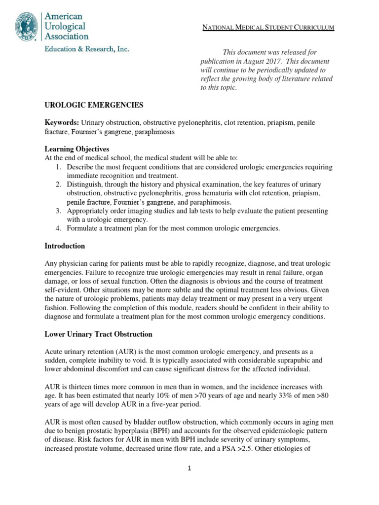 Urologic Emergencies | PDF | Medical Specialties | Genitourinary System