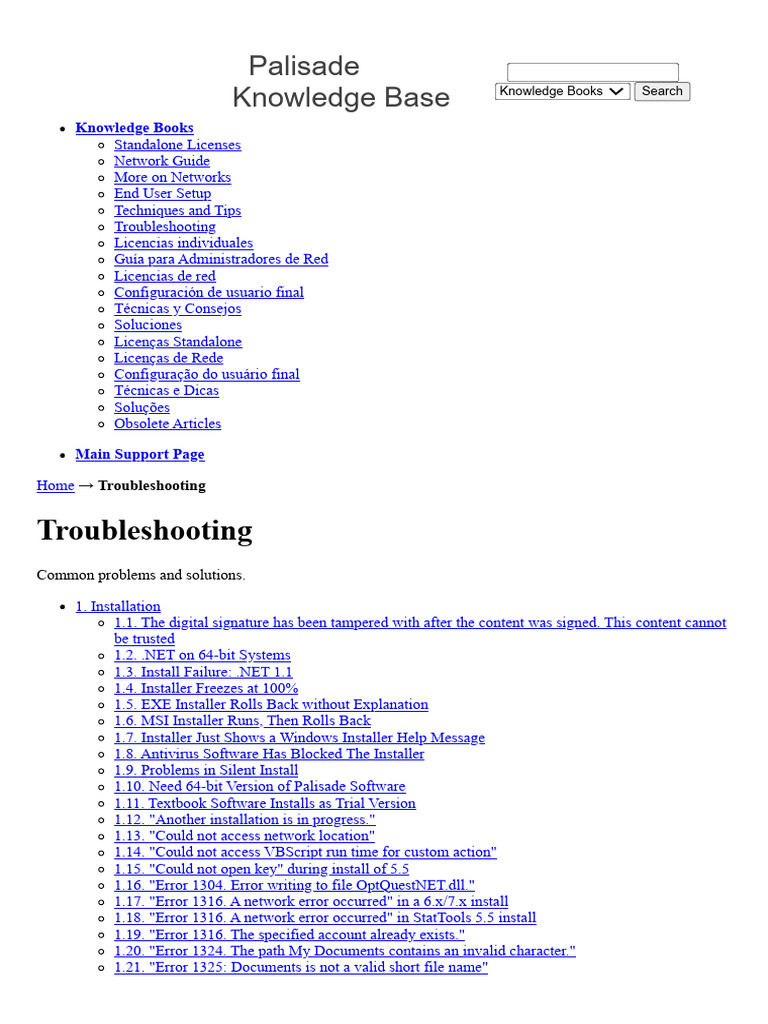 Troubleshooting - Palisade Knowledge Base | PDF | Microsoft Excel | Installation (Computer Programs)