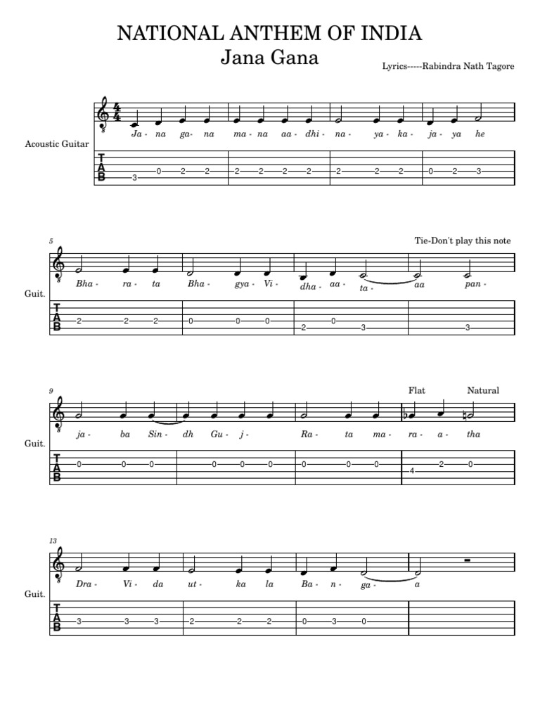 Indian National Anthem Notes | PDF