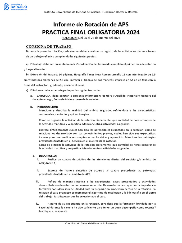 Formato para Presentacion de Informe de Rotacion de APS | PDF