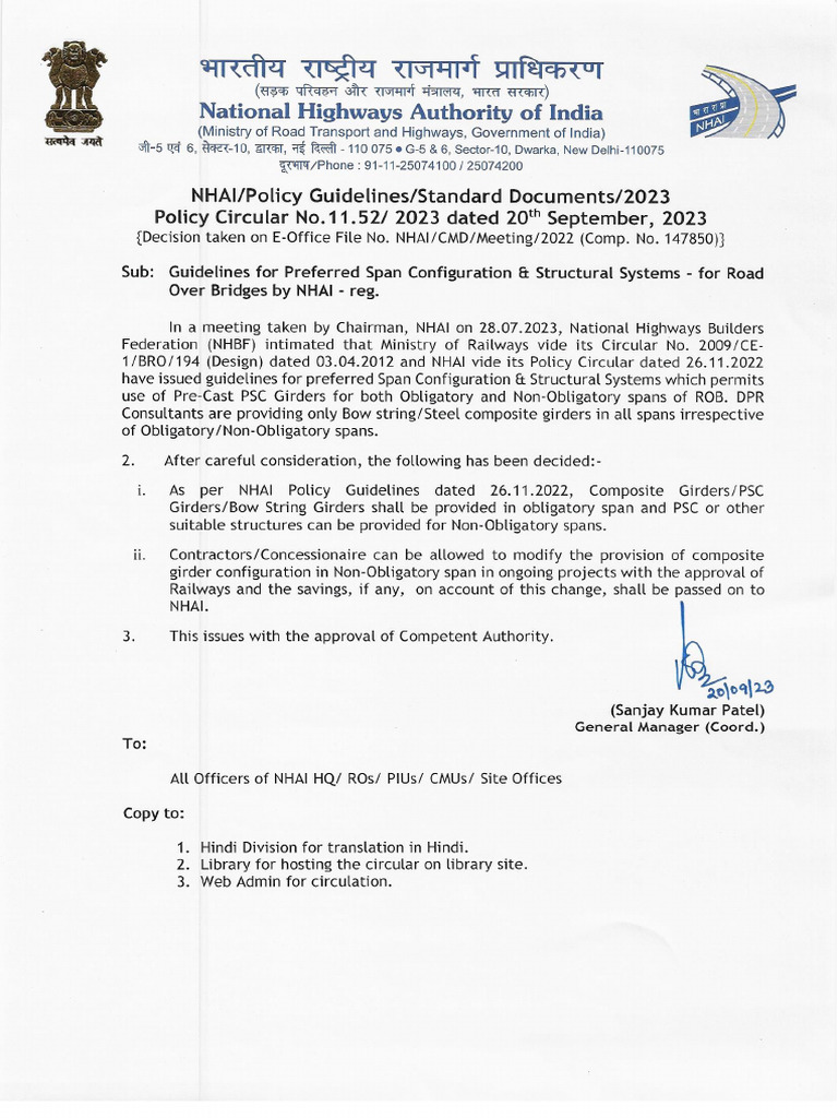 Policy Circular No.11.52-1 | PDF