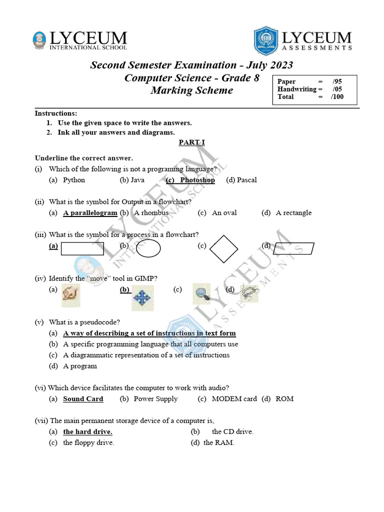 Grade 8 - Computer Science - Mark Scheme | PDF | Security Hacker ...