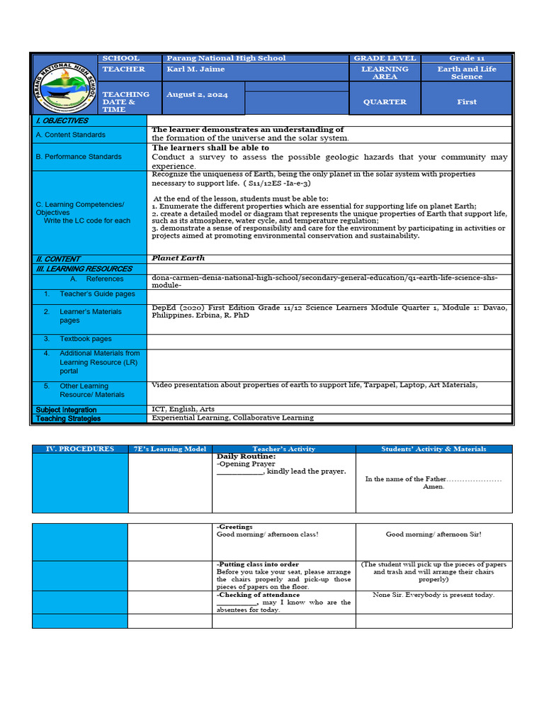 Earth and Life Science LP2 | PDF | Earth | Atmosphere