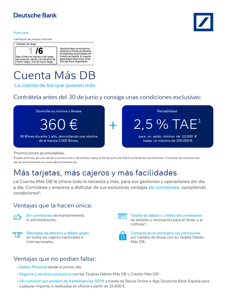 Folleto Cuenta Nomina MAS DB CAS | PDF | Tarjeta de débito | Tarjeta de ...