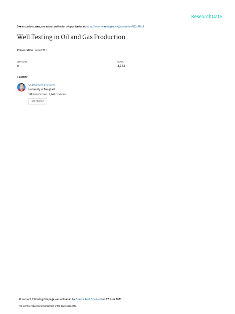 Well Testingin Oiland Gas Production | PDF | Petroleum Reservoir | Porosity