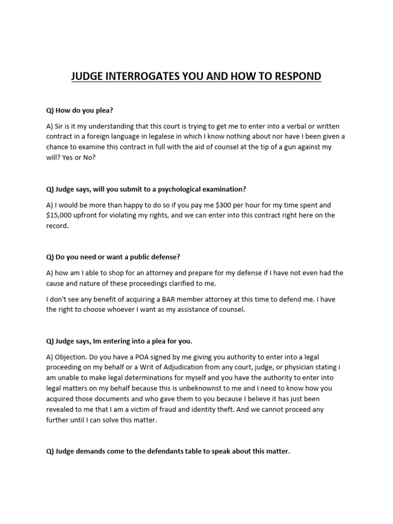 Responding to Judicial Interrogation | PDF | Judge | Fiduciary