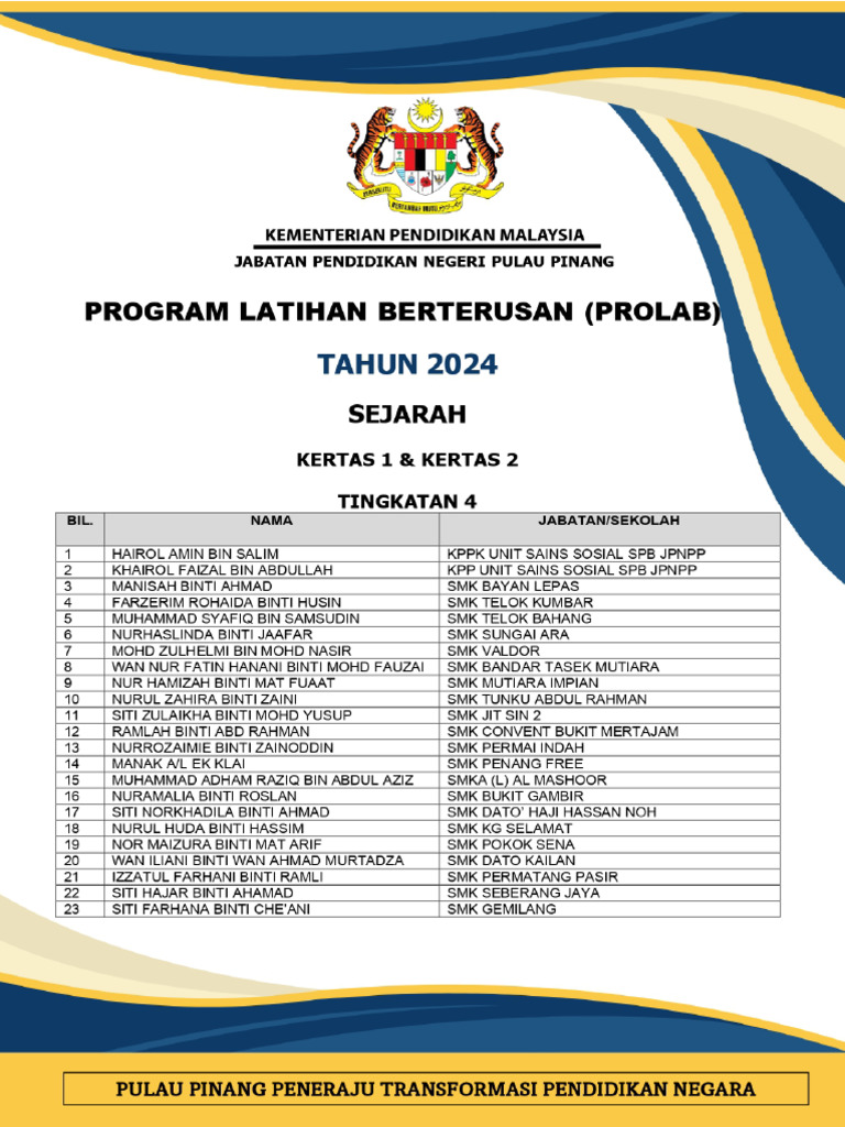 Prolab Tingkatan 4 SPM 2024 Edit | PDF