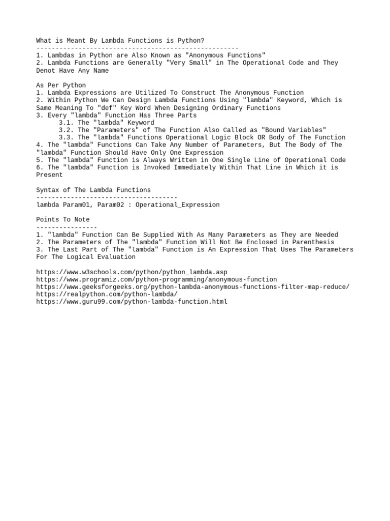 Lambda Functions Info Pdf