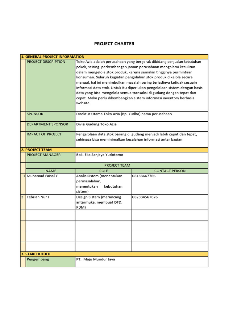 Project Charter Format | PDF