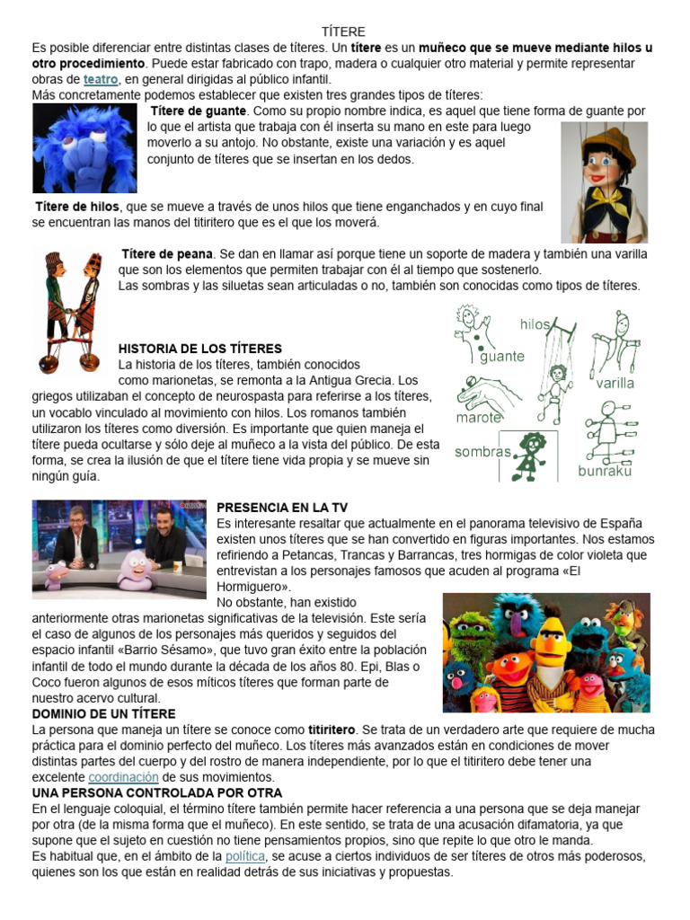 TÍTERE | PDF | Marionetas