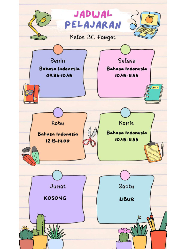 Jadwal Bahasa Indonesia Kelas 3c 2 | PDF