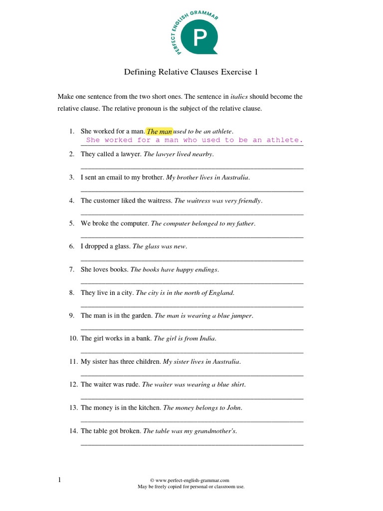 Relative Clauses Homework | PDF | Language Arts & Discipline | Wellness