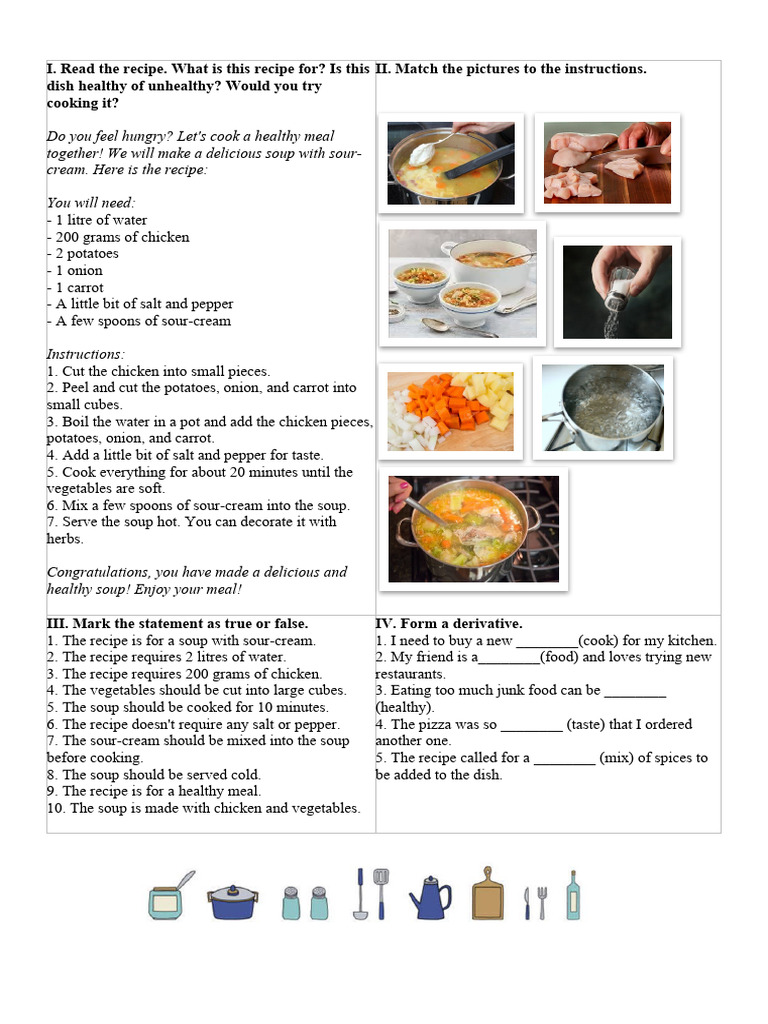 Cooking Reading Vocabulary - 149941 | PDF | Soup | Cooking