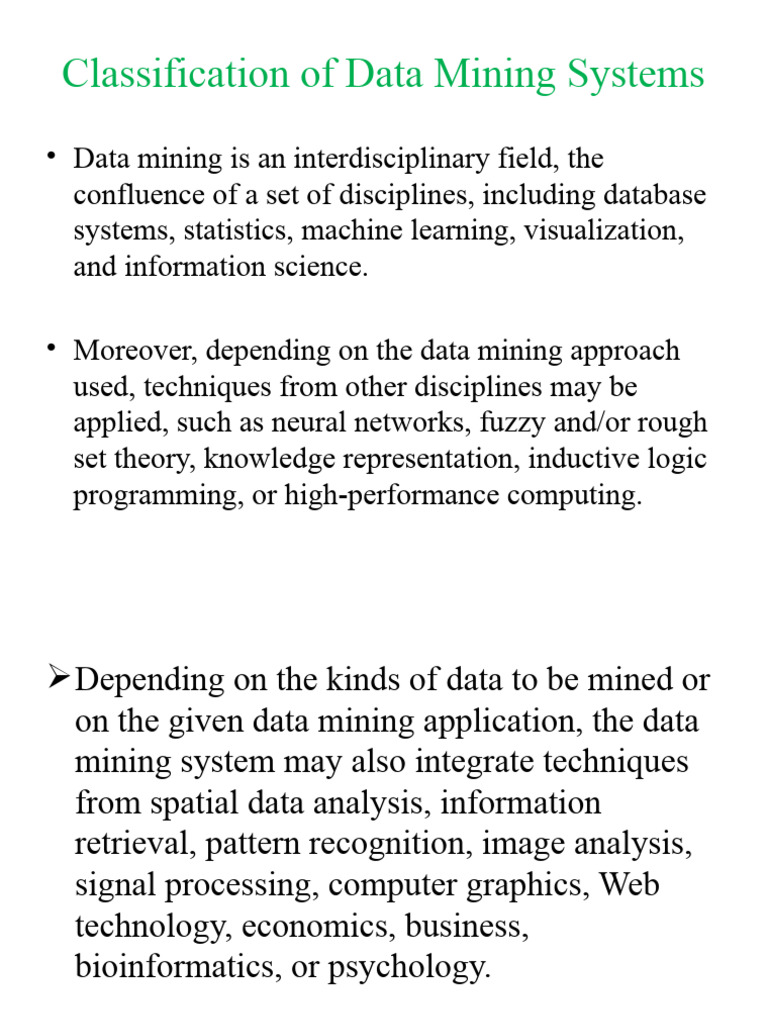 Classification of Data Mining Systems | PDF | Data Mining | Data