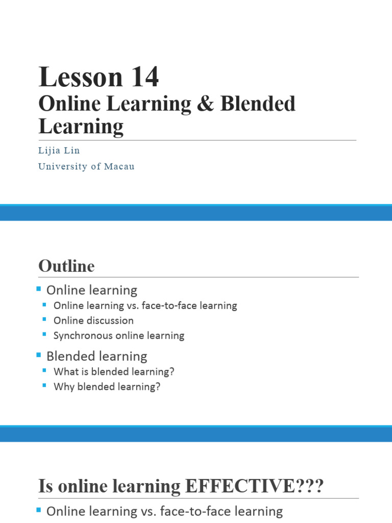 Lesson 14 - Online Learning Blended Learning | PDF | Educational Technology | Learning