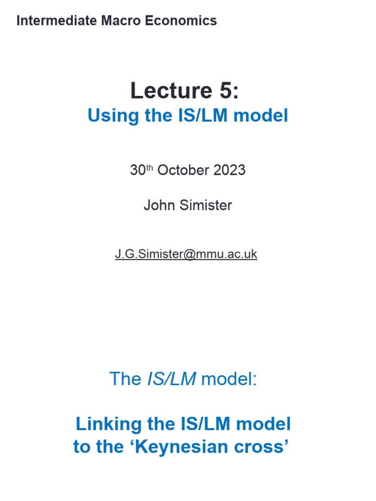 Intermediate Macro Economics Lecture 5 Using The IS-LM Model | PDF ...