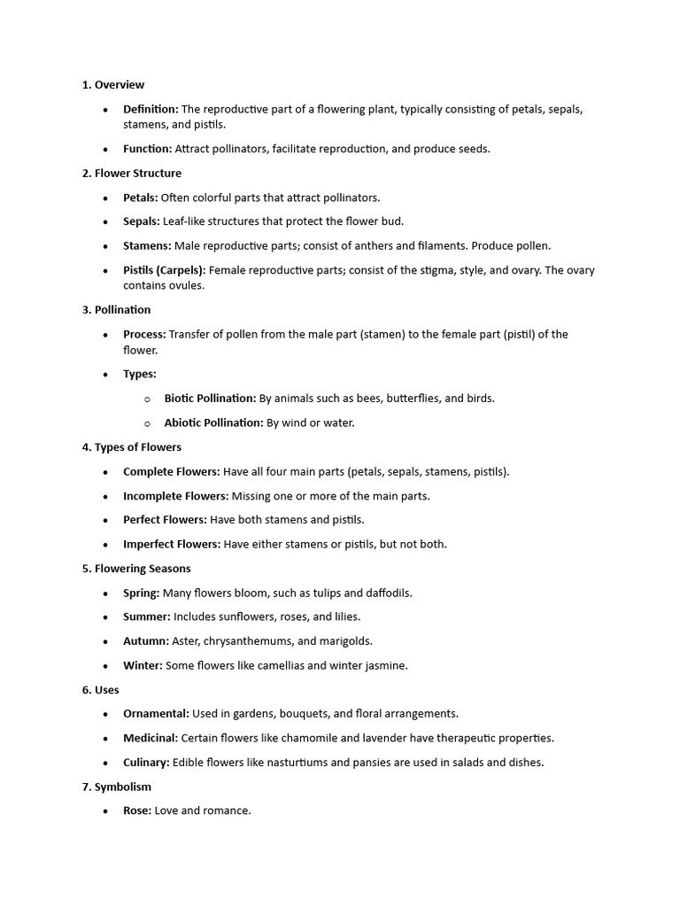 Flower Anatomy and Uses | PDF