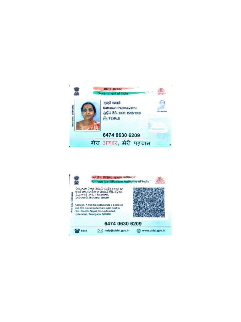 AADHAAR Card Manual | PDF