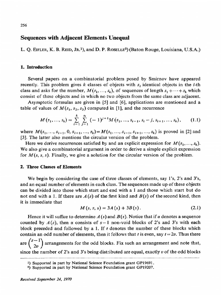 Sequences With Adjacent Elements Unequal | PDF | Sequence | Discrete ...