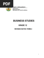 Business Studies Grade 12 Term 2 Notes 2023 | PDF