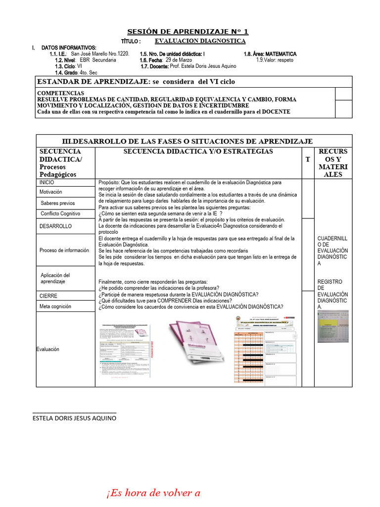 Sesión de Aprendizaje 2 3ro | PDF | Evaluación | Maestros
