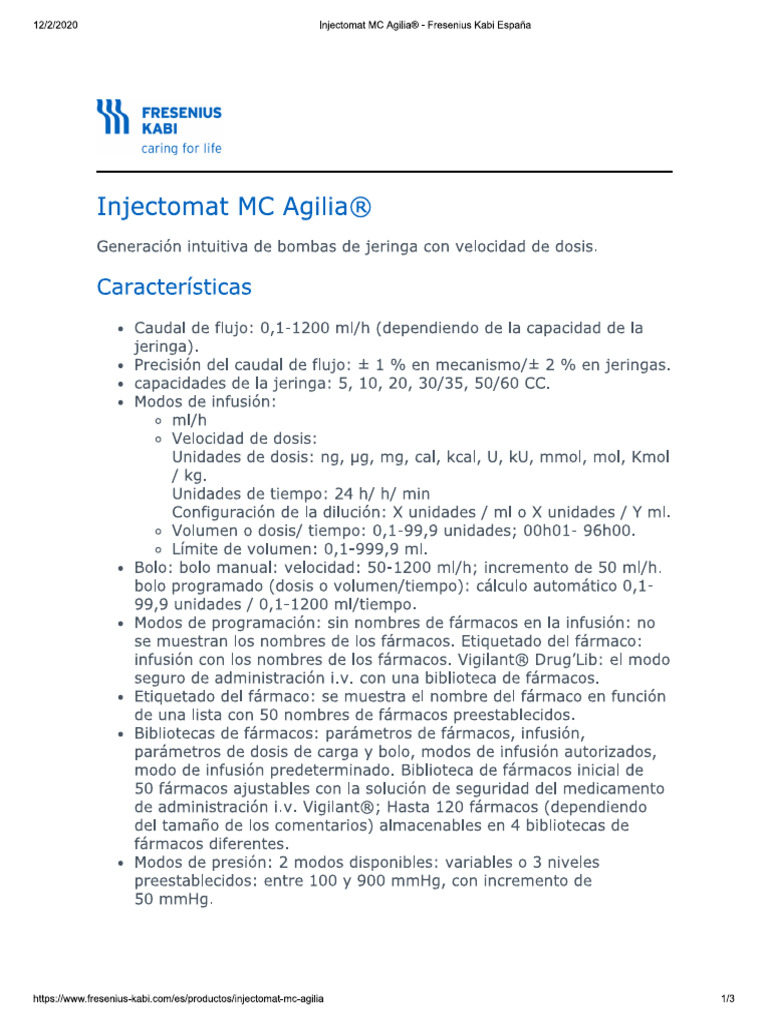 Injectomat MC Agilia® - Fresenius Kabi España | PDF